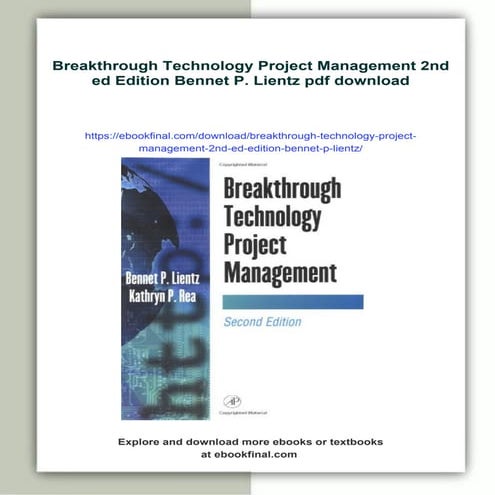 Breakthrough Technology Project Management 2nd ed Edition Bennet P. Lientz | PDF