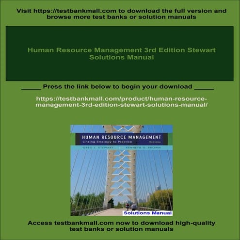 Human Resource Management 3rd Edition Stewart Solutions Manual | PDF
