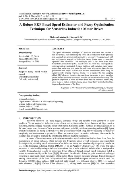 A Robust Ekf Based Speed Estimator And Fuzzy Optimization Technique For Sensorless Induction