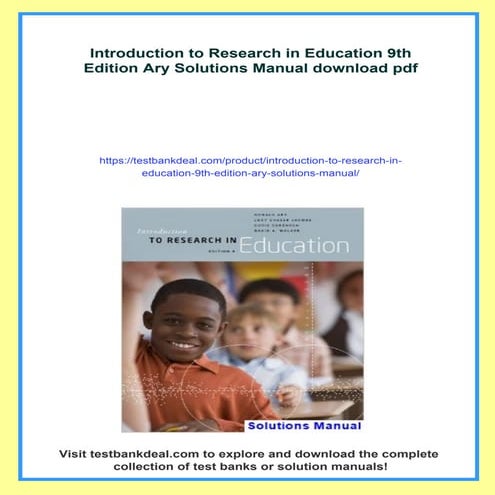 Introduction to Research in Education 9th Edition Ary Solutions Manual ...