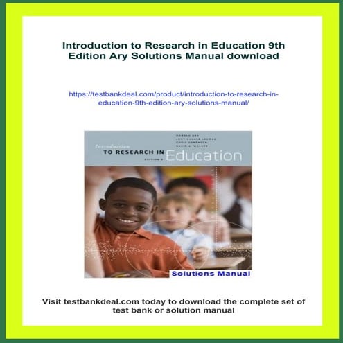 Introduction to Research in Education 9th Edition Ary Solutions Manual ...