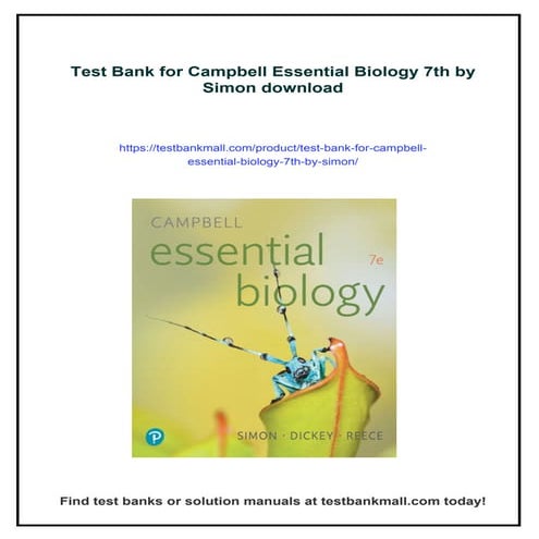 Test Bank for Campbell Essential Biology 7th by Simon | PDF