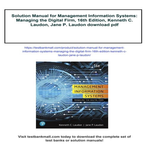 Solution Manual for Management Information Systems: Managing the Digital Firm, 16th Edition ...