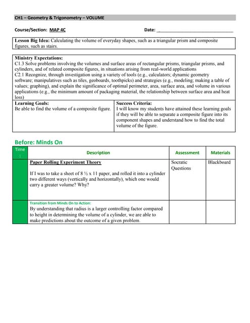 Volume of cylinders | PPT