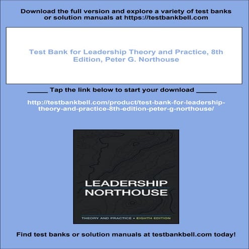 Test Bank for Leadership Theory and Practice, 8th Edition, Peter G ...