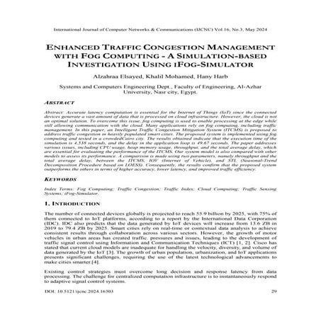 Enhanced Traffic Congestion Management With Fog Computing A Simulation Based Investigation