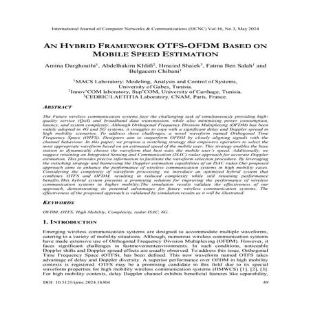An Hybrid Framework OTFS-OFDM Based on Mobile Speed Estimation | PDF