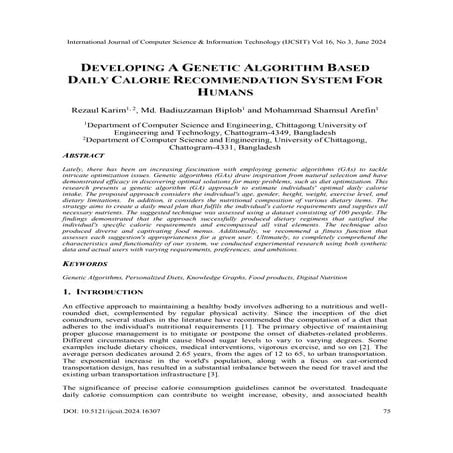 Developing A Genetic Algorithm Based Daily Calorie Recommendation 5509