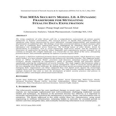 THE MESA SECURITY MODEL 2.0: A DYNAMIC FRAMEWORK FOR MITIGATING STEALTH DATA EXFILTRATION | PDF