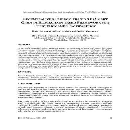 DECENTRALIZED ENERGY TRADING IN SMART GRIDS: A BLOCKCHAIN-BASED FRAMEWORK FOR EFFICIENCY AND ...