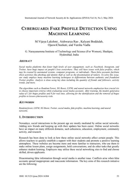 Seminar on detecting fake accounts in social media using machine ...