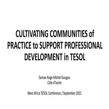 CULTIVATING COMMUNITIES of PRACTICE to SUPPORT PROFESSIONAL DEVELOPMENT ...