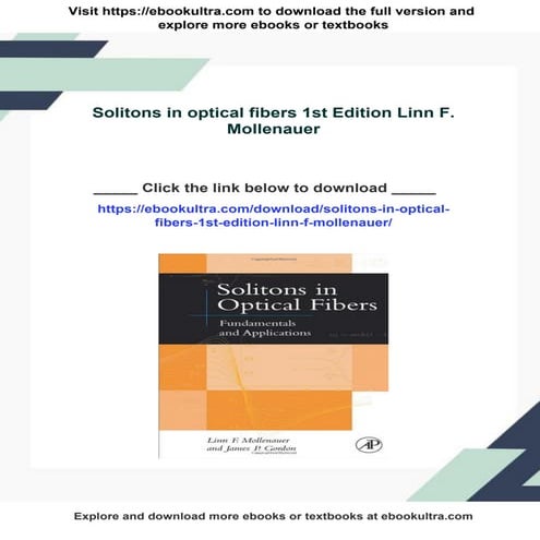 Solitons in optical fibers 1st Edition Linn F. Mollenauer | PDF