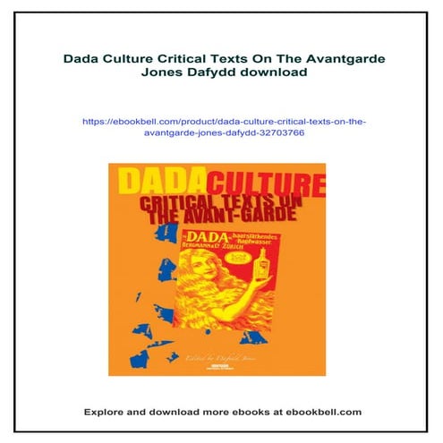 Dada Culture Critical Texts On The Avantgarde Jones Dafydd | PDF