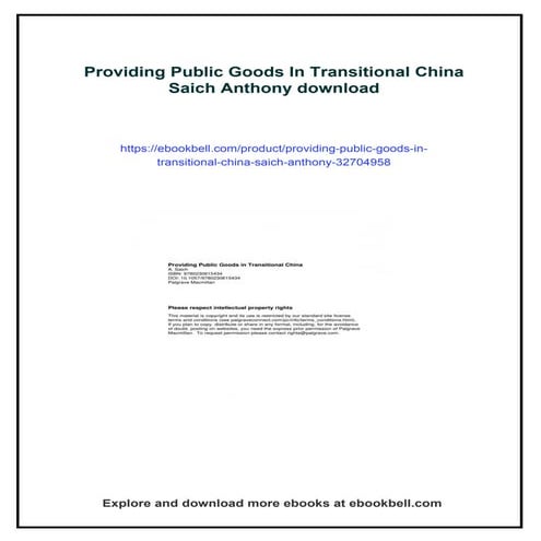 Providing Public Goods In Transitional China Saich Anthony | PDF