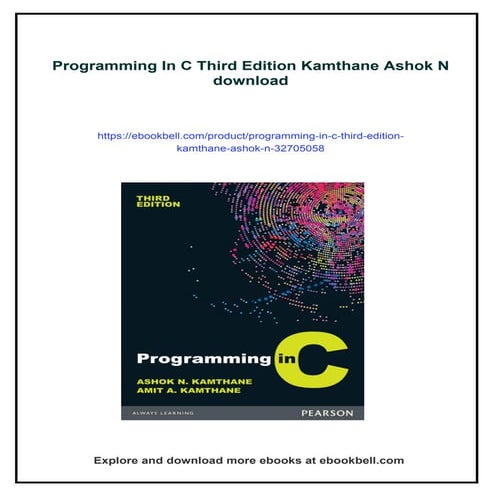 Programming In C Third Edition Kamthane Ashok N | PDF
