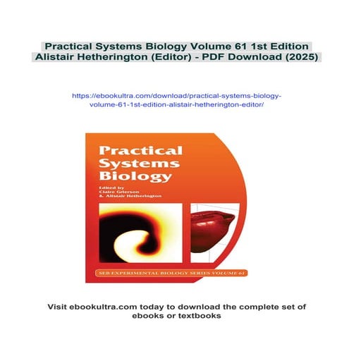 Practical Systems Biology Volume 61 1st Edition Alistair Hetherington ...