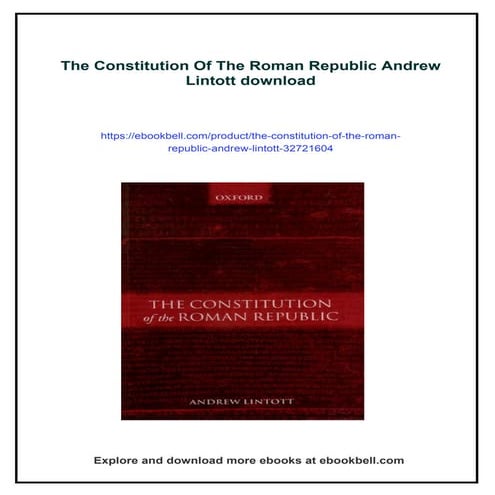 The Constitution Of The Roman Republic Andrew Lintott | PDF