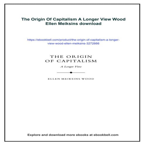 The Origin Of Capitalism A Longer View Wood Ellen Meiksins | PDF