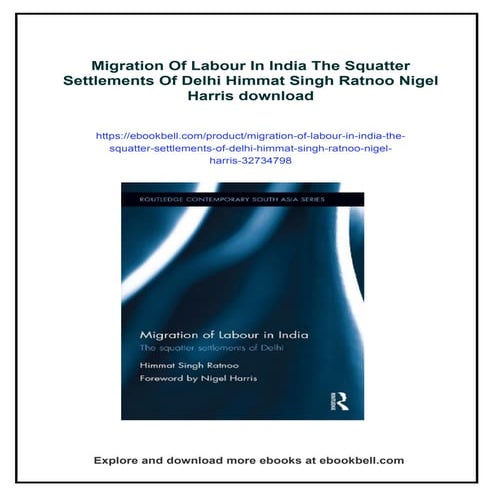 Migration Of Labour In India The Squatter Settlements Of Delhi Himmat ...