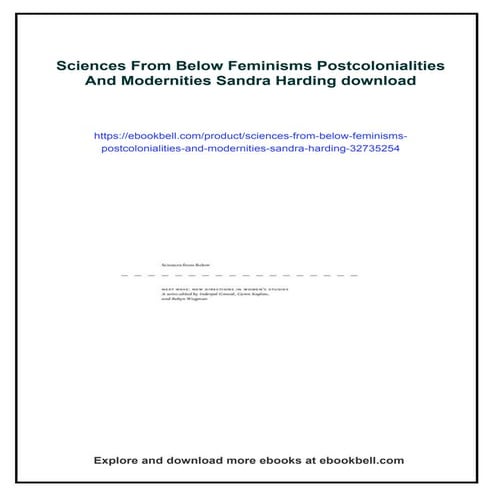Sciences From Below Feminisms Postcolonialities And Modernities Sandra ...