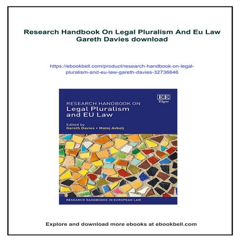 Research Handbook On Legal Pluralism And Eu Law Gareth Davies | PDF