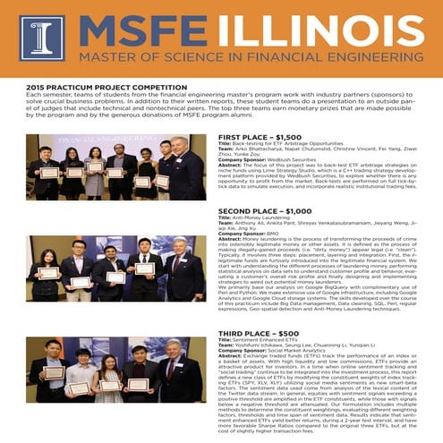 2015 MSFE Practicum Winners - Flier | PDF