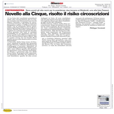 Torino Cronaca Qui - Novello alla Cinque, risolto il risiko ...