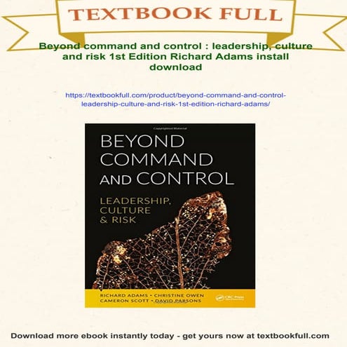 Beyond command and control : leadership, culture and risk 1st Edition ...