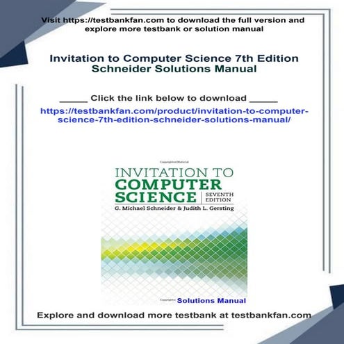 Instant download Invitation to Computer Science 7th Edition Schneider Solutions Manual pdf all ...