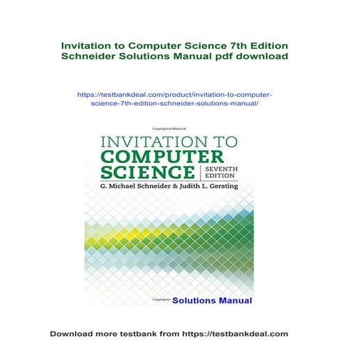 Invitation to Computer Science 7th Edition Schneider Solutions Manual | PDF