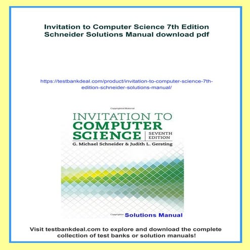 Invitation to Computer Science 7th Edition Schneider Solutions Manual | PDF