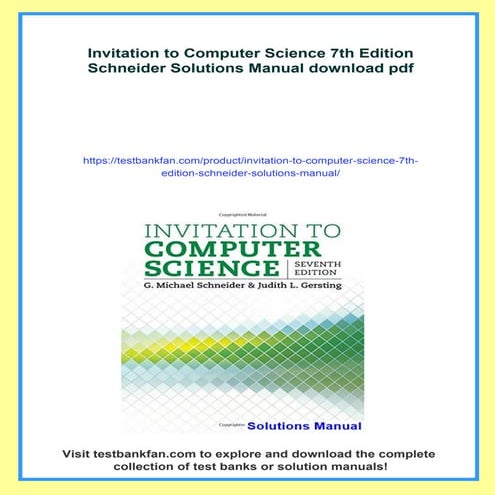 Invitation to Computer Science 7th Edition Schneider Solutions Manual | PDF