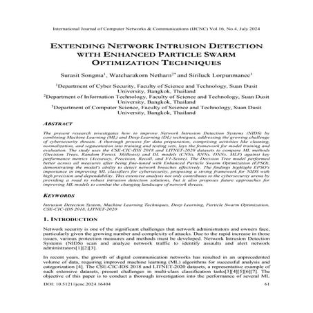 Extending Network Intrusion Detection With Enhanced Particle Swarm