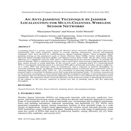 An Anti-Jamming Technique by Jammer Localization for Multi-Channel Wireless Sensor Networks | PDF