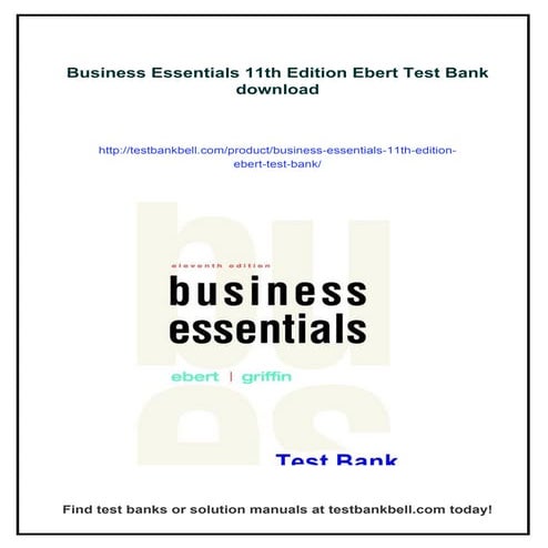 Business Essentials 11th Edition Ebert Test Bank | PDF