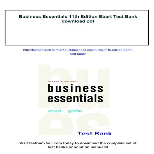 Business Essentials 11th Edition Ebert Test Bank | PDF
