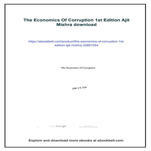 The Economics Of Corruption 1st Edition Ajit Mishra | PDF