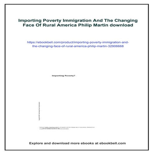 Importing Poverty Immigration And The Changing Face Of Rural America ...
