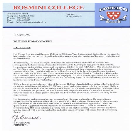 Hal Treves - School Testimonial | PDF