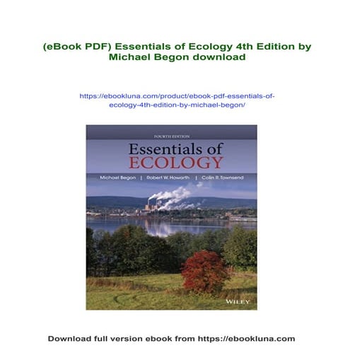 Essentials of Ecology Fourth Edition Michael Begon | PDF