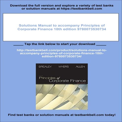 Solutions Manual to accompany Principles of Corporate Finance 10th edition 9780073530734 | PDF