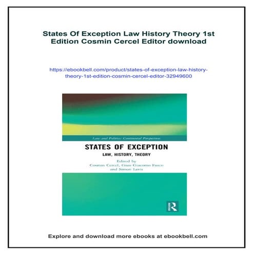 States Of Exception Law History Theory 1st Edition Cosmin Cercel Editor ...