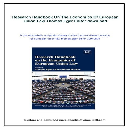 Research Handbook On The Economics Of European Union Law Thomas Eger ...