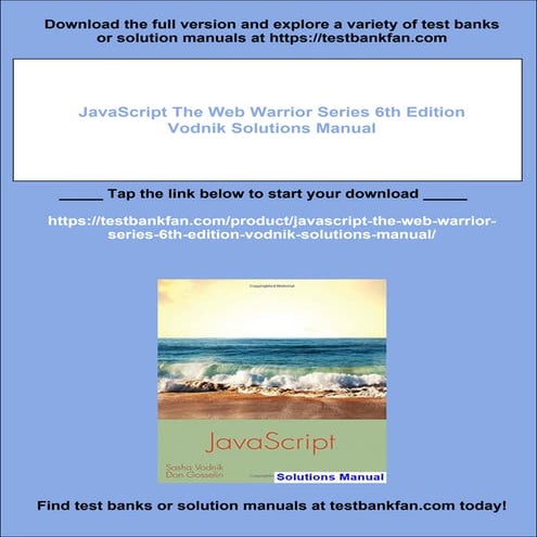 JavaScript The Web Warrior Series 6th Edition Vodnik Solutions Manual | PDF