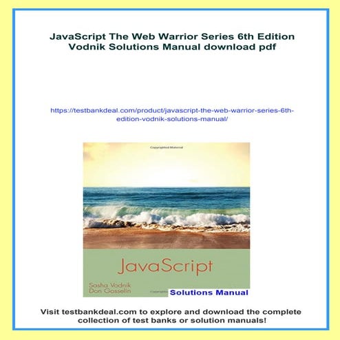 JavaScript The Web Warrior Series 6th Edition Vodnik Solutions Manual | PDF