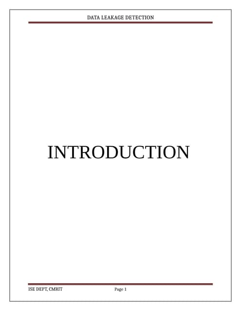 Data leakage detection | PPTX | Databases | Computer Software and Applications