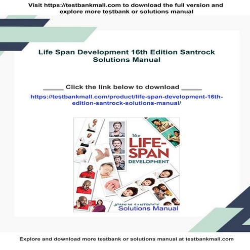 Life Span Development 16th Edition Santrock Solutions Manual | PDF