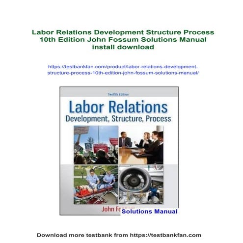 Labor Relations Development Structure Process 10th Edition John Fossum ...