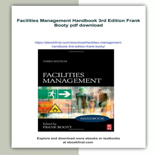 Facilities Management Handbook 3rd Edition Frank Booty | PDF